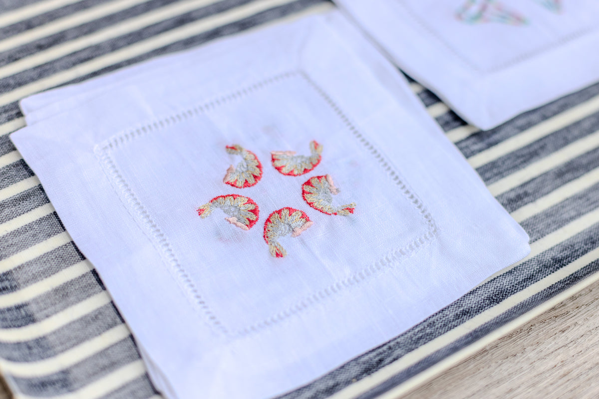Embroidered Shrimp Cocktail Napkins – Greyfield Shop